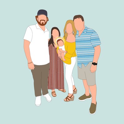 Memorial Custom Line Drawing, Digital Portrait, Family Loss, Family ...