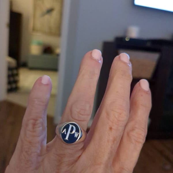 Monogram Signet Ring in Solid Sterling Silver • Custom Minimalist ...