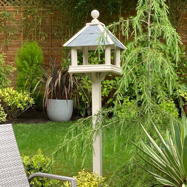Bird Table, Golden Oak Colour, Hexagonal Bird Table Birdhouse, With a ...
