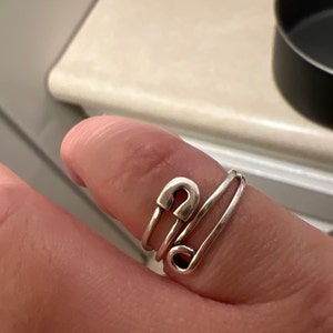 925 Sterling Silver Safety Pin Ring, Wrap Ring, Handmade Jewelry ...