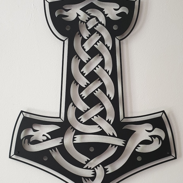 Thor Hammer Metal Wall Art: Mjolnir Wall Hanging - Norse Viking Decor ...