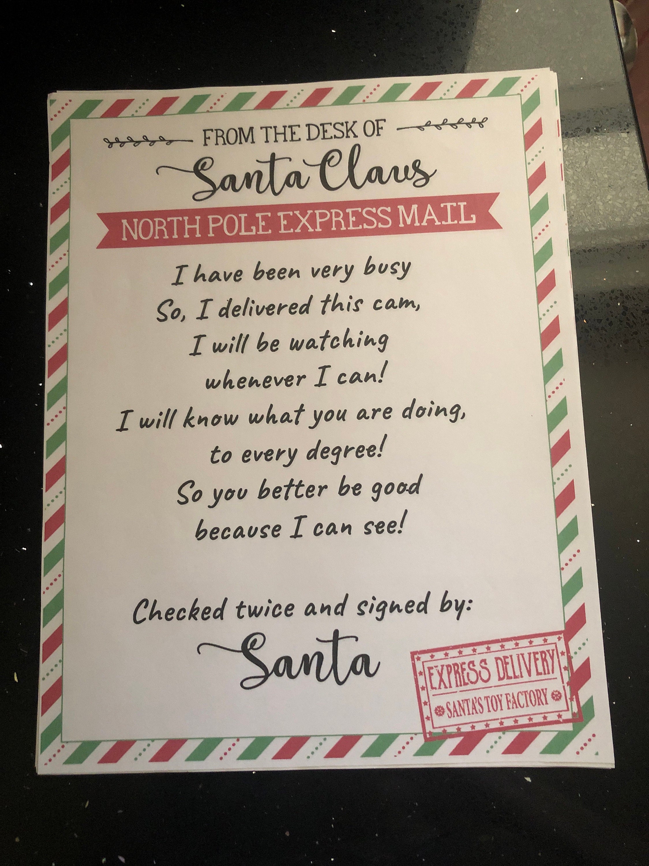 Santa Cam Letter From Santa Digital Download Printable | Etsy