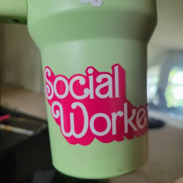 Social Worker Sticker: Pink Vinyl Decal, LCSW MSW Gift - Etsy