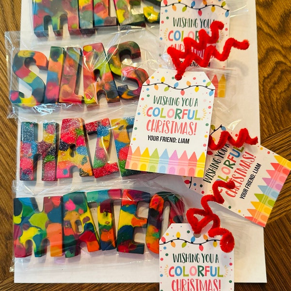 EDITABLE Wishing You a Colorful Christmas Gift Tag Crayon Gift Coloring ...