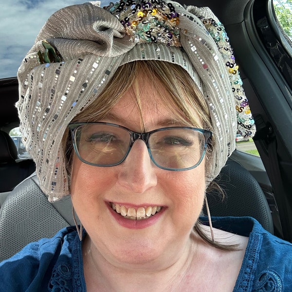 Amazing Soft Blue White Headscarf TICHEL, Hair Snood, Head Scarf, Head ...