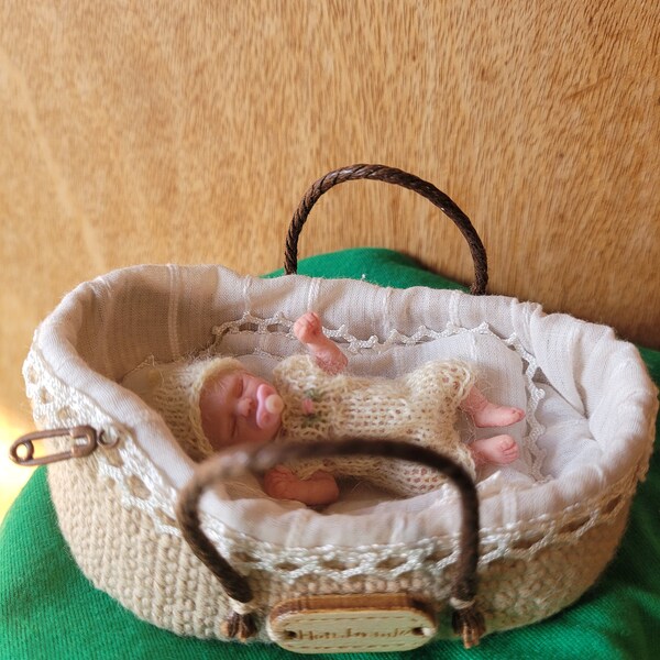 Mini Doll Basket for Baby Doll 2/5 3 Inch / Miniature Doll Crib /mini ...