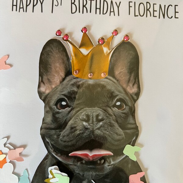 French Bulldog Happy Birthday Card With Frenchie and Balloon Design - Etsy