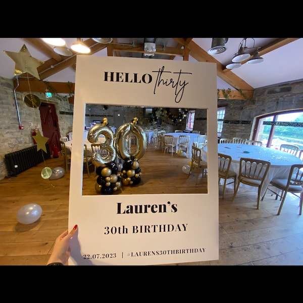 Hello Thirty Birthday Selfie Frame and Party Sign, 30th Birthday ...