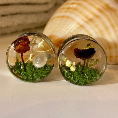Enchanted Forest, Moss and Mushrooms Plugs. FOR PAIR. 10mm and Up - Etsy