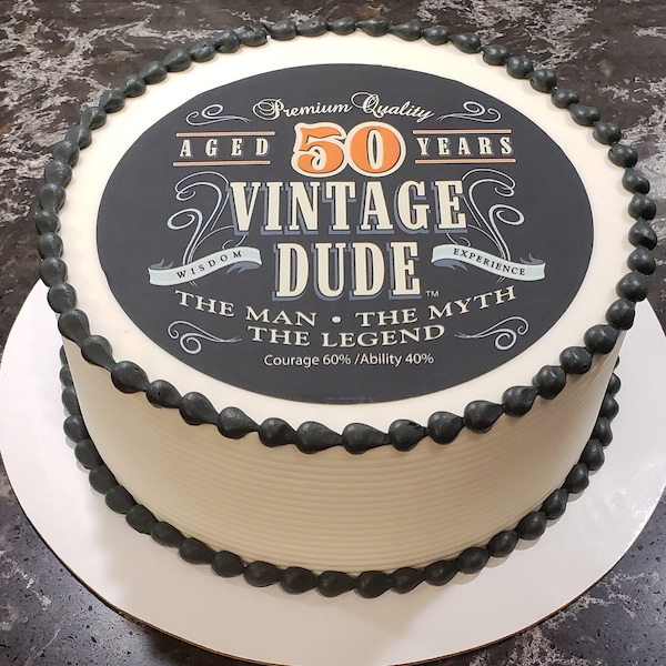 Vintage Dude 50th - Edible Cake or Cupcake Topper - Etsy