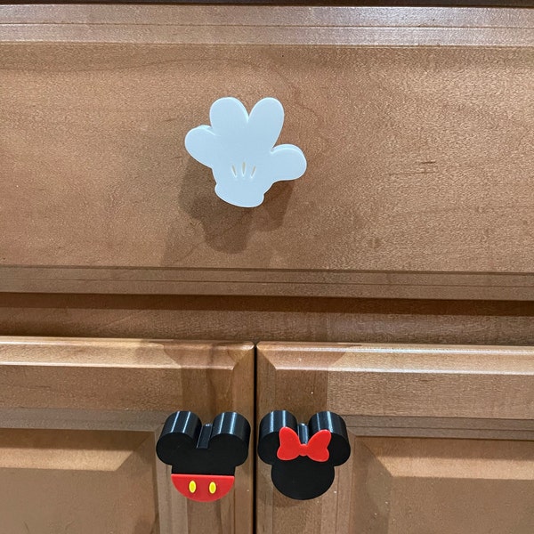 Mickey Mouse and Minnie Mouse Drawer Knobs/handles for Nurseries, Kid's Rooms, Cabinets, and ...
