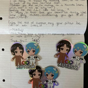 Rei and Lain Autism Chiquita Fumo Plush Holographic Vinyl Sticker - Etsy