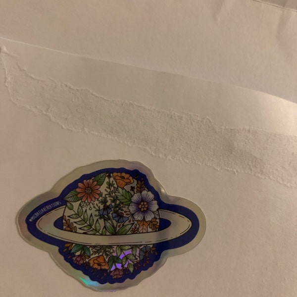 Holographic Saturn Sticker | Space Sticker|stickers for Hydroflask ...