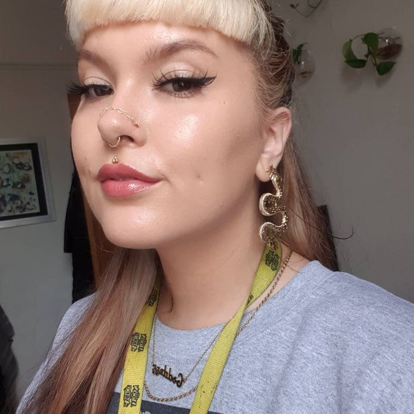 16k Gold Plated Heart Shape Nose Chain, Nostril Chain, Nasalang ... 16k Gold Plated Heart Shape Nose Chain, Nostril Chain, Nasalang ...