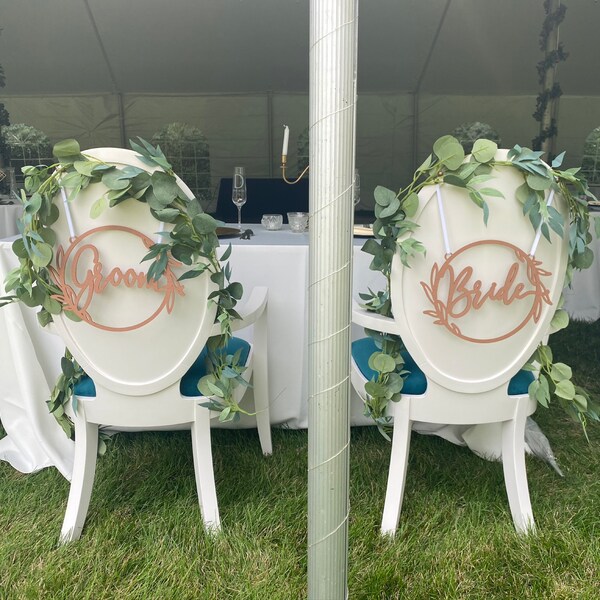 Rustic Bride and Groom Chair Sign, Wedding Chair Signs, Wood Sign ...