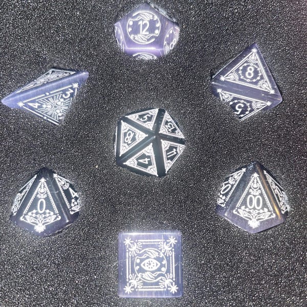 Handmade Obsidian Gemstone Dice Set: Purple Polyhedral Dice for D&D - Etsy