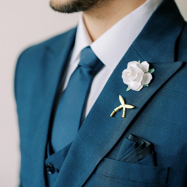 Flower Lapel Pin for Men, Wedding Boutonniere Brooch, Suit Lapel Pin ...
