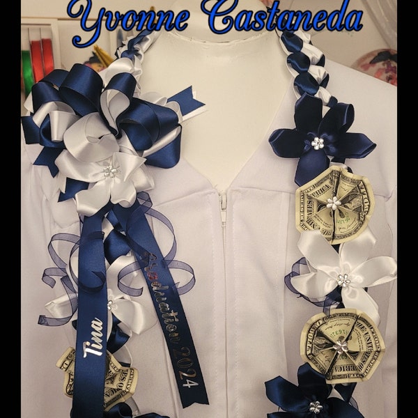 Personalized Graduation Double Satin Lei With Satin Plumeria Flower - Etsy