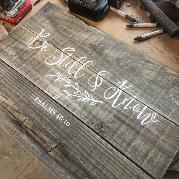 Farmhouse Stencil, Be Still and Know Stencil, Psalms 46:10, Psalms ...