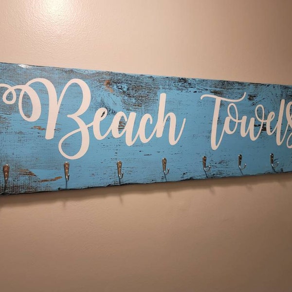 Hand Painted Pool Towels Sign|farmhouse Towel Rack|distressed Hanging ...