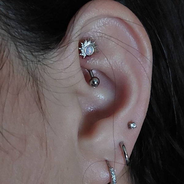 16G Opal Curved Barbell/cartilage Earring/rook Piercing/rook Earring ...