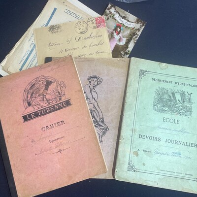 2 Piece Vintage Bundle of 1900s French Papers, Documents, Collection of ...