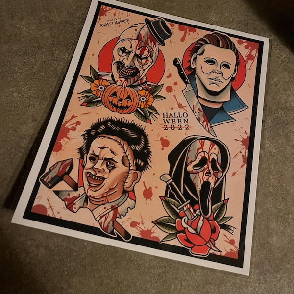 TERRIFIER Traditional Tattoo Flash Sheet - Etsy