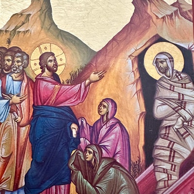 Triptych Christian Icon of Virgin Mary gorgoipikoos and Archangels With Aging Technique ...