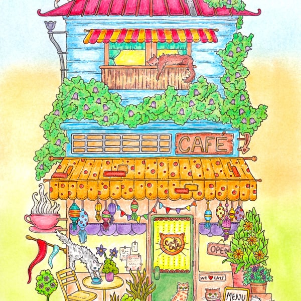 PDF Coloring Pages, Cute Shops, Set of 2 Pages - Etsy