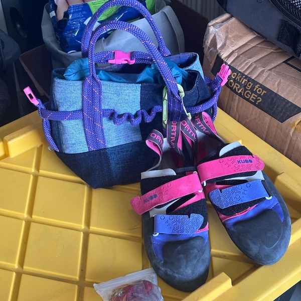 Mini Chalk Bucket, Upcycled Retired Climbing Rope, Magnetic Closure ...