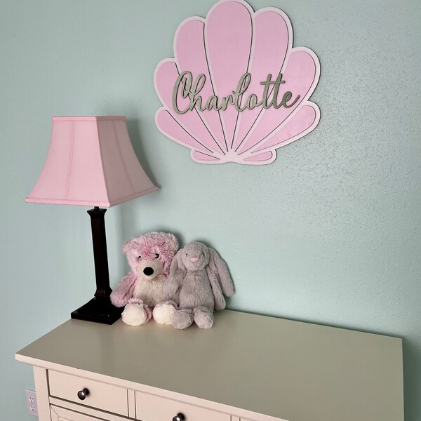 Personalized Seashell Name Sign - Under the Sea Wooden Sign - Ocean ...
