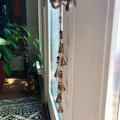 Bells on String With 6 Rustic Vintage Cow Bells and Multicolored ...