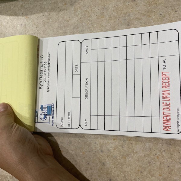 2 Part Ncr Carbonless Sales Receipt Book Custom Personalized Full Color ...
