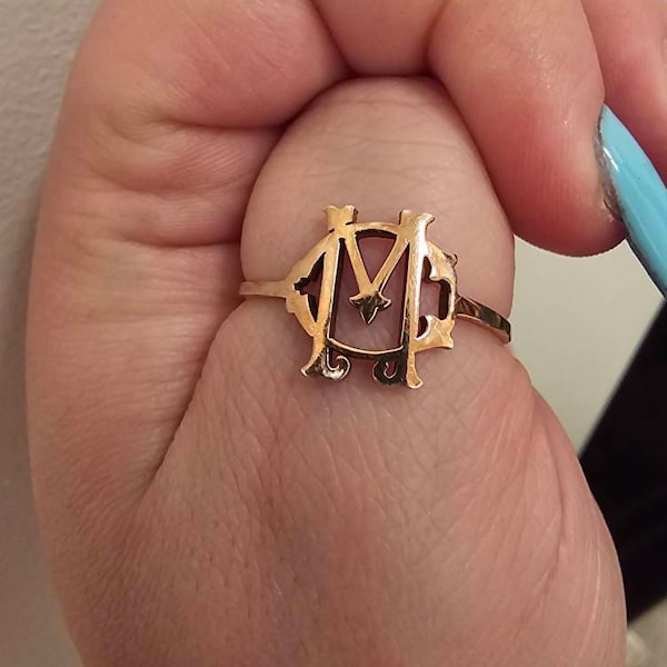Personalized Monogram Ring - Double Initials Ring - Custom Monogram ...