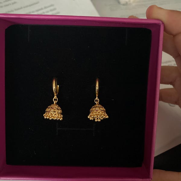 Gold Mini Jhumka Hoops Gold Bali Plated Jhumkas 24 Karat Imitation ...