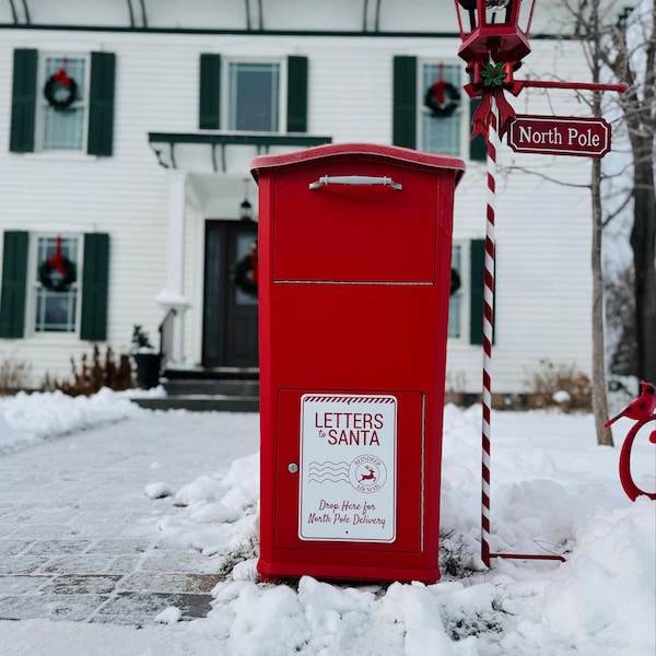Letters to Santa Drop Box Sign, Quality North Pole Sign, Santa Letters ...