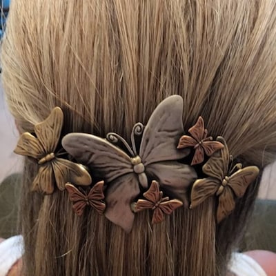 BUTTERFLY FRENCH BARRETTE 80mm Thick Hair Barrette Hair Accessory Hair ...