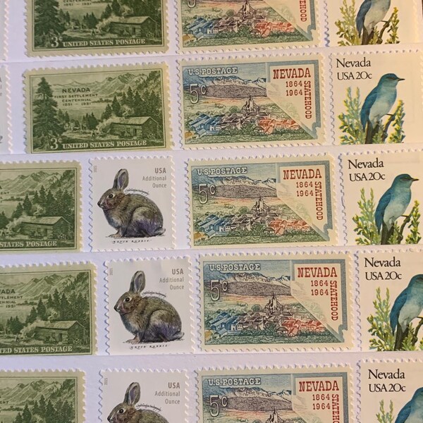 Five 5 Nevada State Bird and Flower 20c // Vintage Unused Postage ...