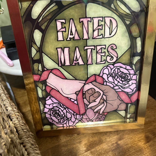 Book Tropes Fated Mates Poster Bookish Wall Art Stained Glass Book Gift ...
