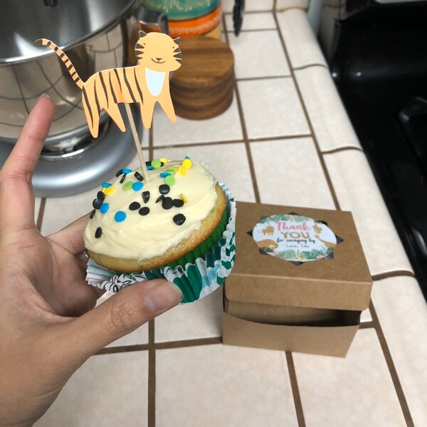 Editable Safari Animals Favor Tags Thank You Tags Wild One Round Square ...