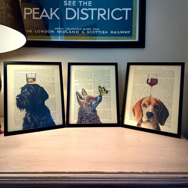 Three Wise Monkeys Dictionary Art Print Set, See No Evil, Hear No Evil ...