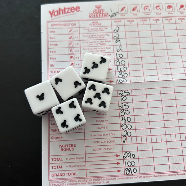 DICE! Mickey Mouse Ears - Set of 5 or 6 Dice | Perfect for Card Games ...