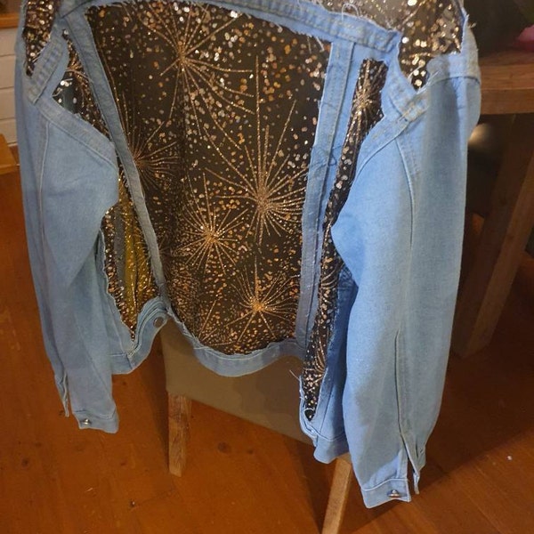 Boho Oversized Sheer Lace Embroidered Black Denim Jacket - Etsy