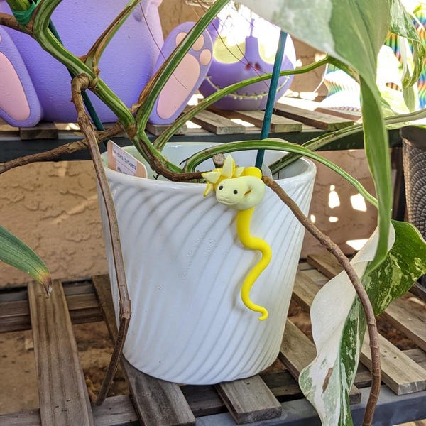 Flower Pot Snake Buddy, Blueberry Hand-crafted Clay Sculpture, Cute ...