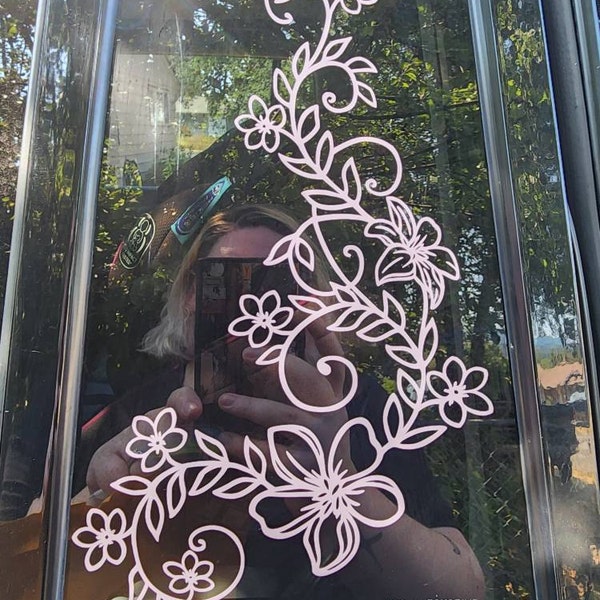 Flower Vine Vinyl Decal Sticker for Cars, Trucks, Windows, Laptops, Car ...