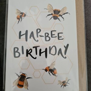 Hap-bee Birthday Card for Bee Lovers, A6 Bumble Bee Birthday Greetings ...