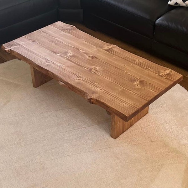 LINA Waney Edge Chunky Coffee Table Solid Rustic Wood - Etsy UK
