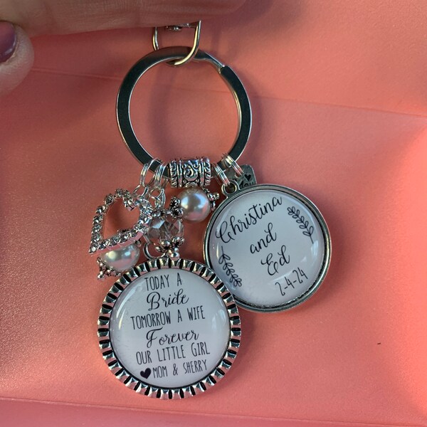 Personalized Wedding Keychain for BRIDE From MOM From Dad Bridal ...