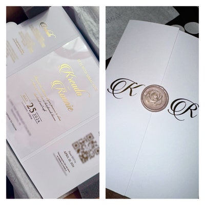 Folded Wedding Invitation, Acrylic Wedding Invitation With QR Code Rsvp ...