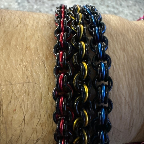 Custom Triple Moon Goddess Chainmail Bracelet, Witchy Wiccan Jewelry ...